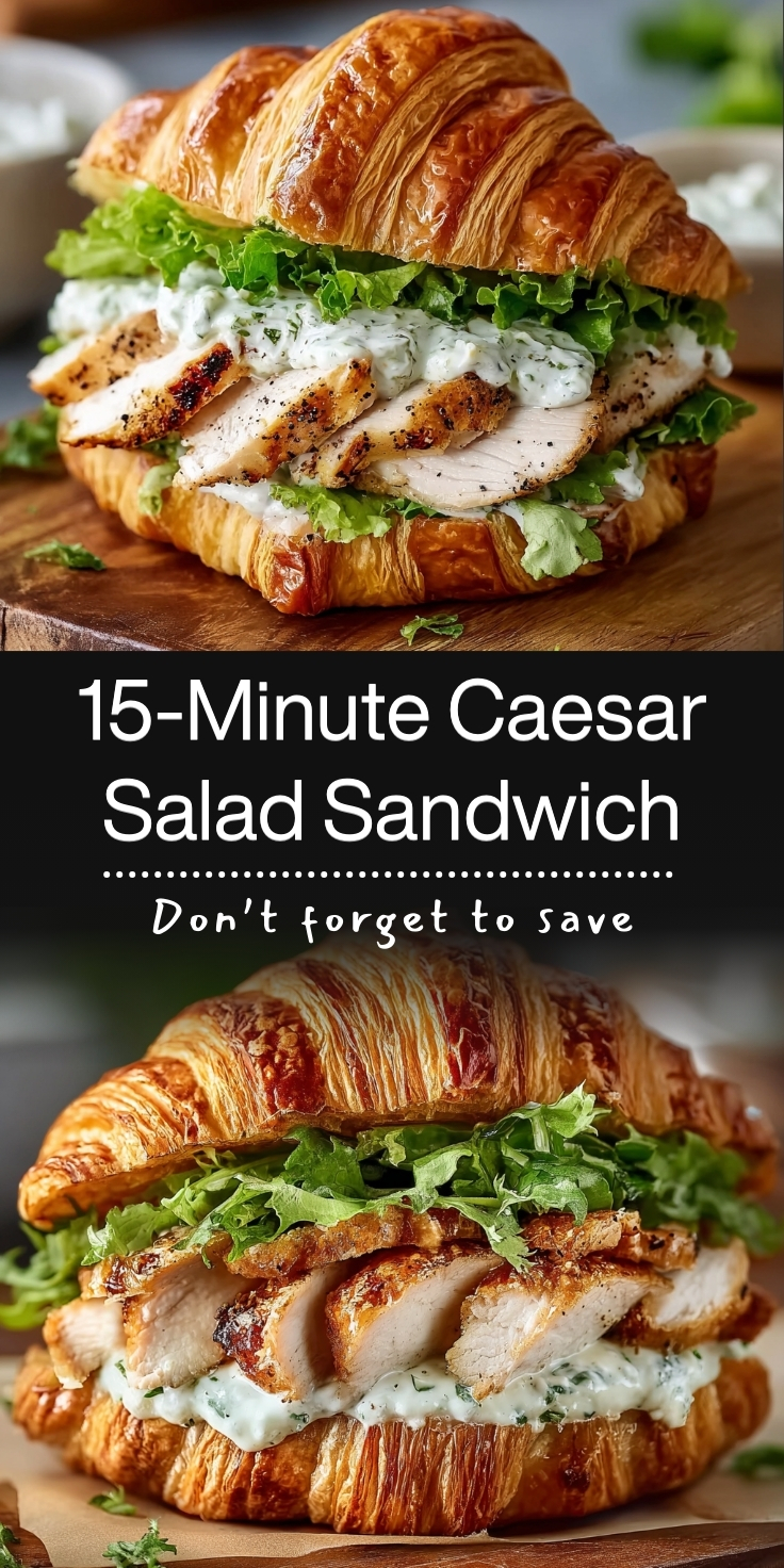 Easy Chicken Caesar Croissant Sandwich - 15 Minute Lunch