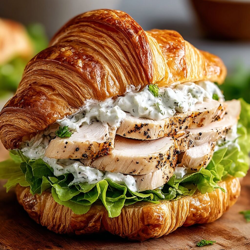Easy Chicken Caesar Croissant Sandwich - 15 Minute Lunch