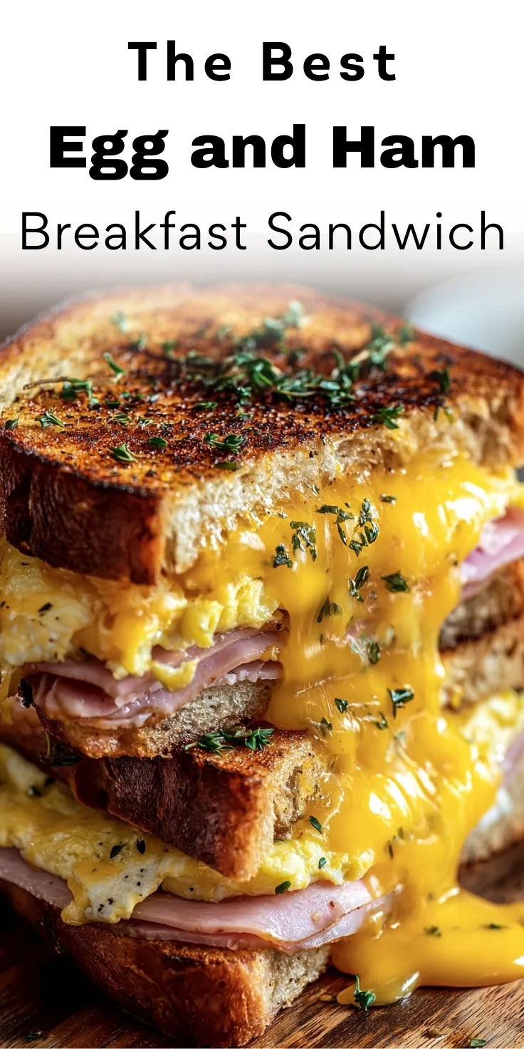 Egg and Ham Breakfast Sandwich : Cheesy Skillet Recipe