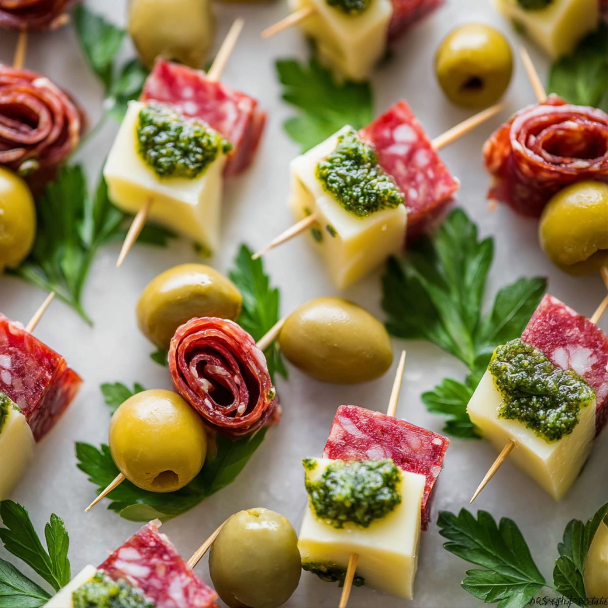 Salami and Cheese Skewers - Easy 15 Minute Appetizer